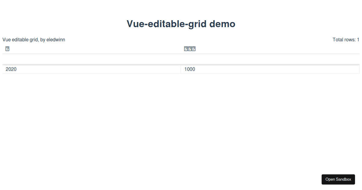 Demo Vue Editable Grid Forked Codesandbox