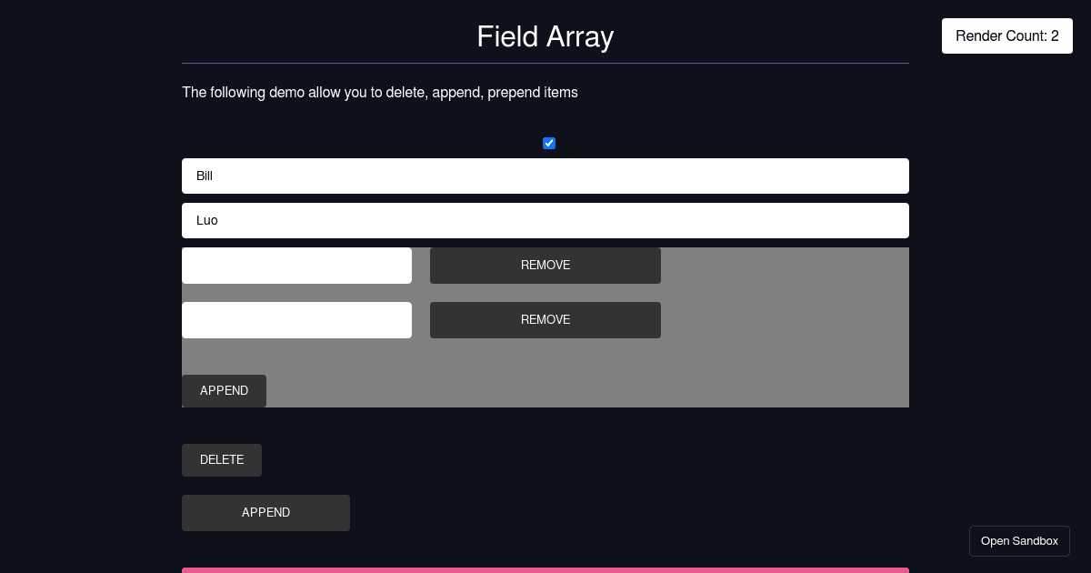 React Hook Form - useFieldArray Template - Codesandbox