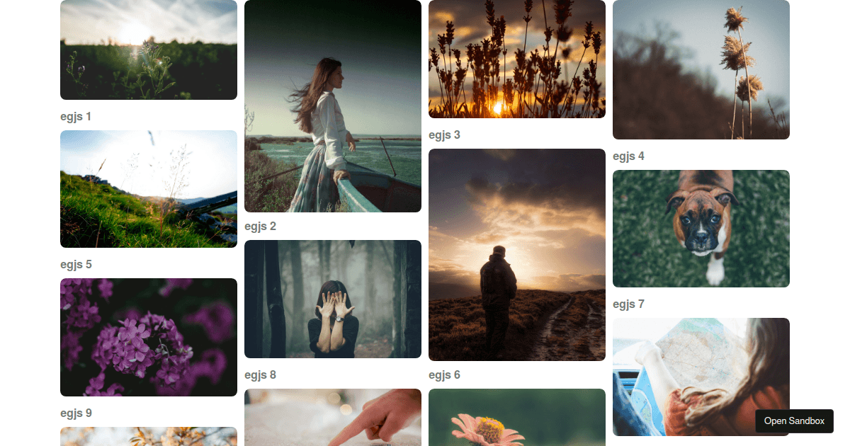 react-infinitegrid demo GridLayout - Codesandbox