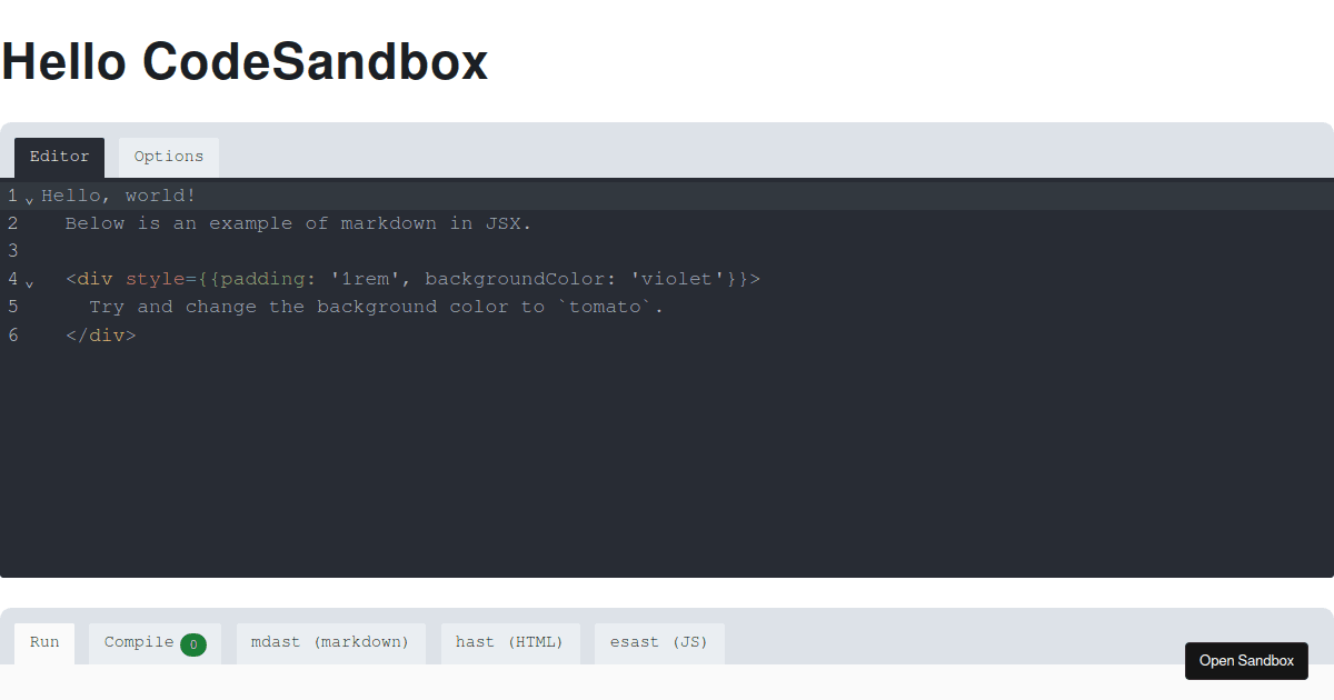 MDX-DEMO - Codesandbox