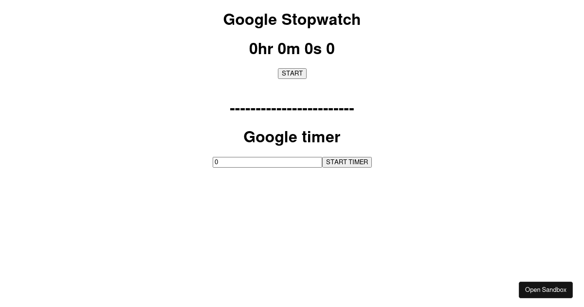 brajeshsaxena01/timer_and_stopwatch - Codesandbox