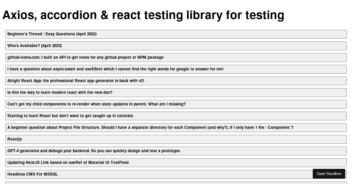 Accordion Hook Axios Jest Test Codesandbox 3654