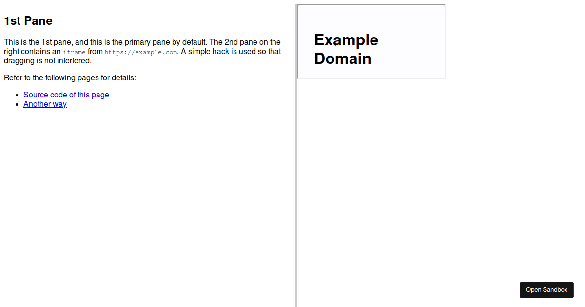split screen - Codesandbox