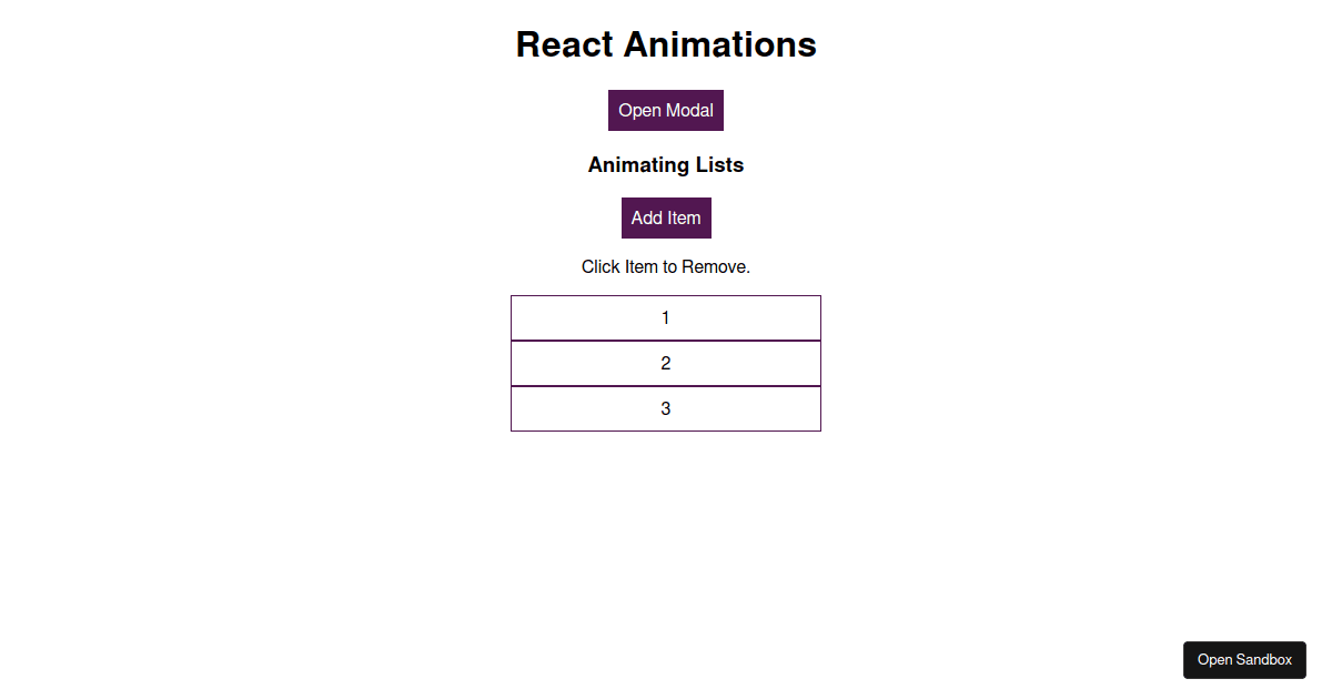 React Animation Codesandbox