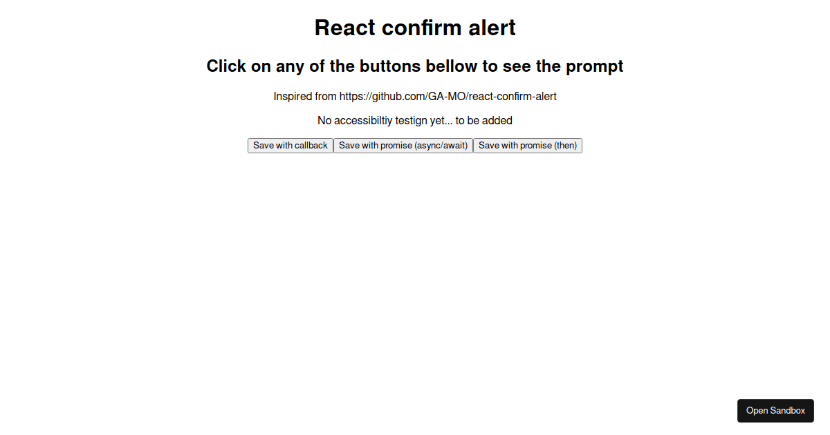 Confirmation Dialog - Codesandbox