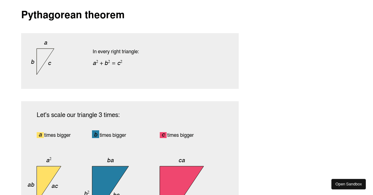 Pythagorean theorem - Codesandbox