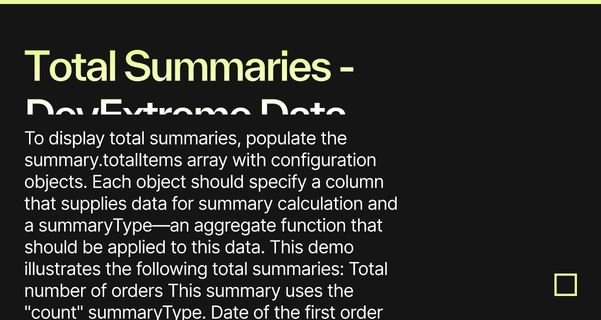 Total Summaries - DevExtreme Data Grid - Codesandbox