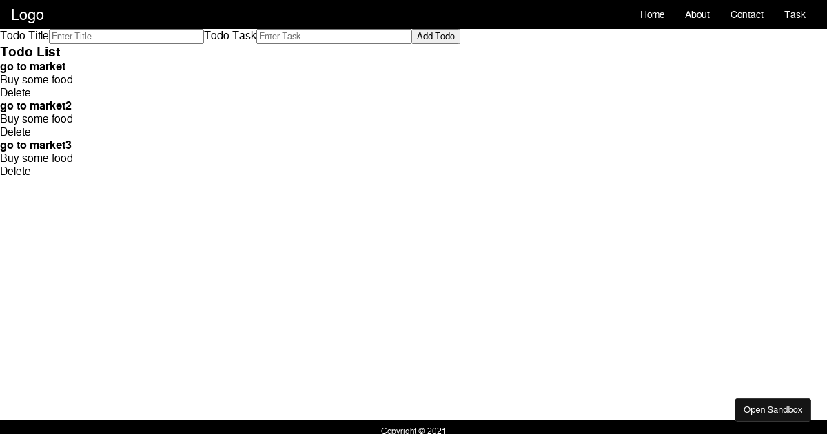 React Tasks Codesandbox