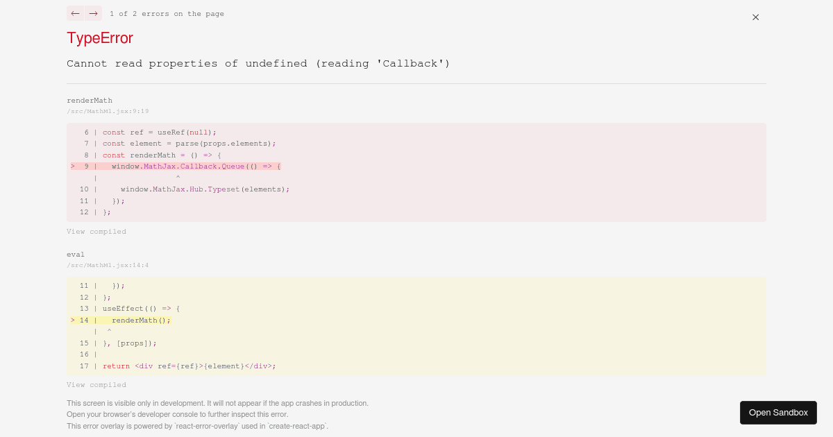 Mathml To Mathjax React Forked Codesandbox