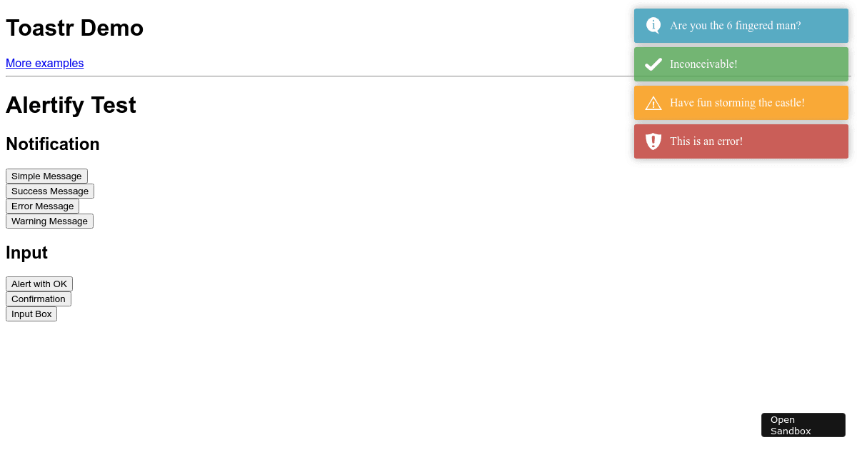 Test Toastr (forked) - Codesandbox