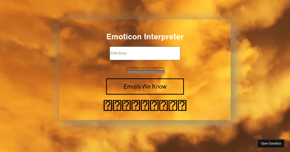 neogcamp-lesson-five-emoticon-interpretor - Codesandbox