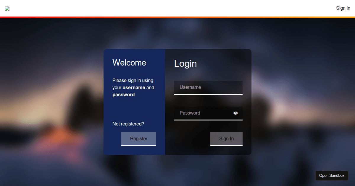 Login Example w/ axios - Codesandbox