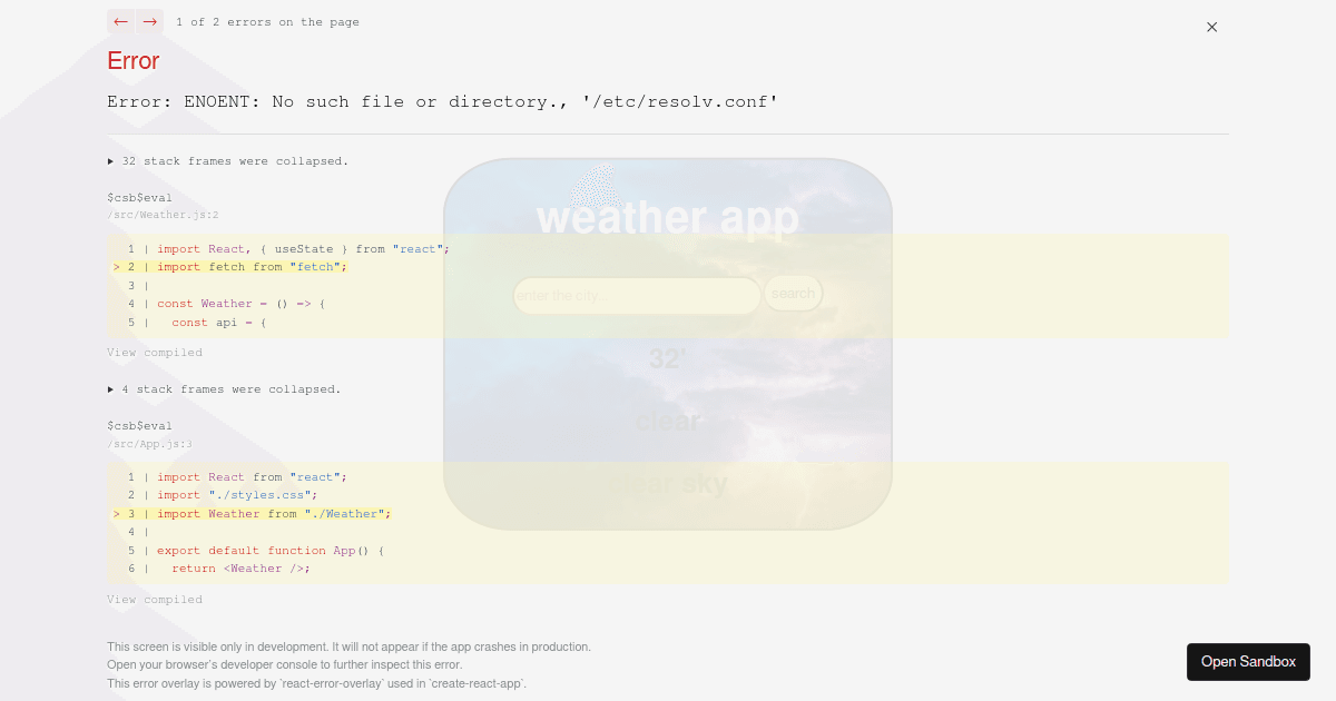 weather api (forked) - Codesandbox