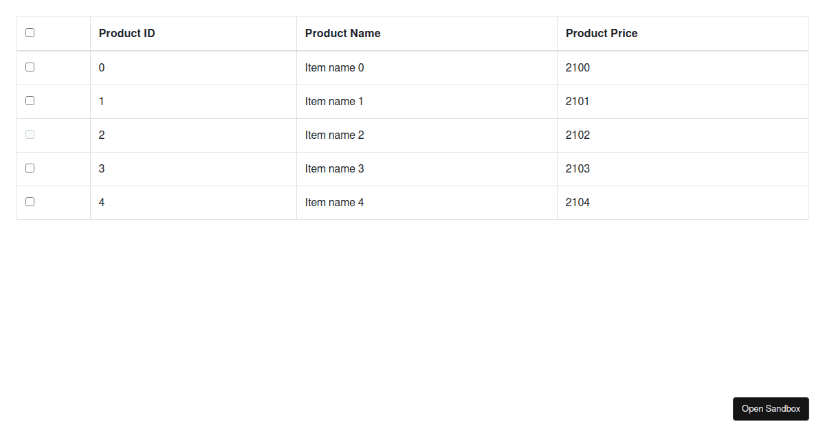 Non Selectable Rows 0f2su 1206 Codesandbox