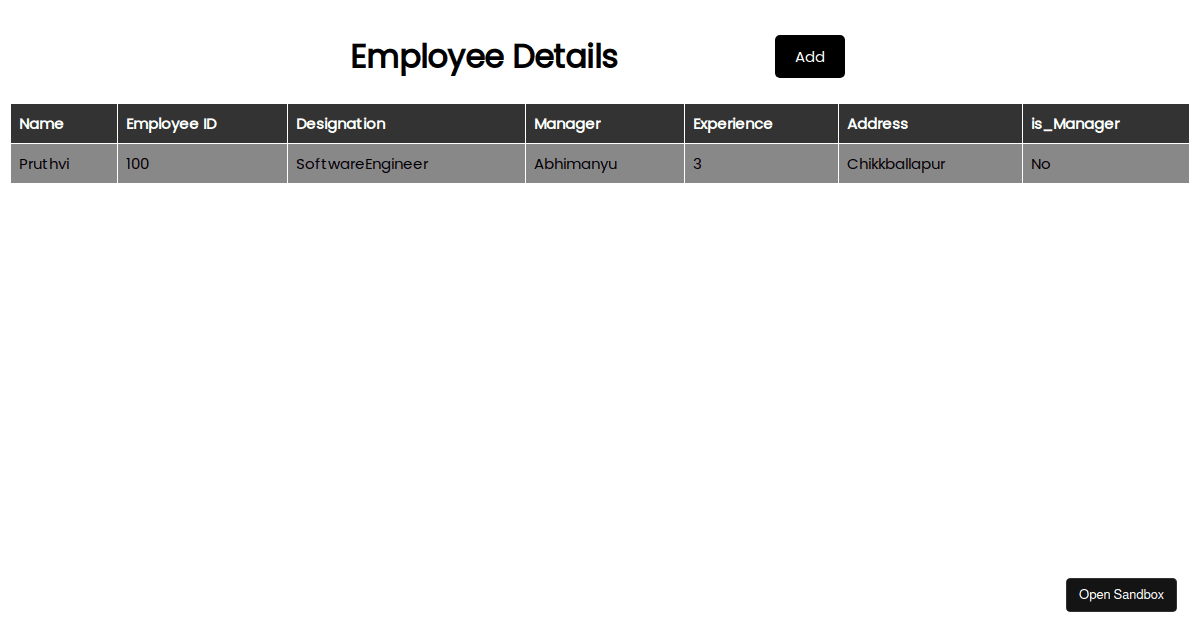 React Redux Employee Table Codesandbox