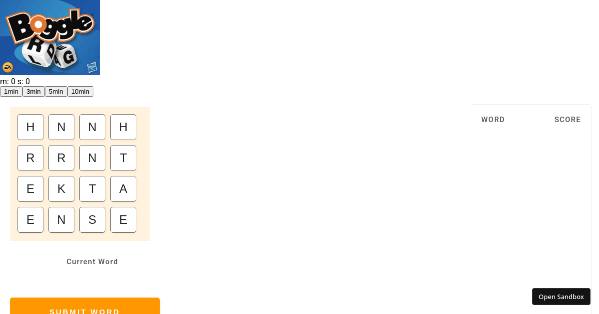 boggle - Codesandbox