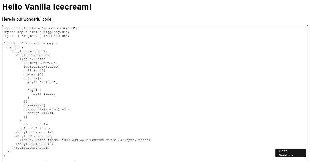 React Code Generator In Ts Codesandbox