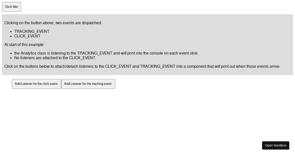 Event listeners/dispatchers via Redux (forked) - Codesandbox