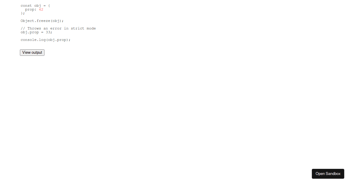 Object Freeze Example Codesandbox