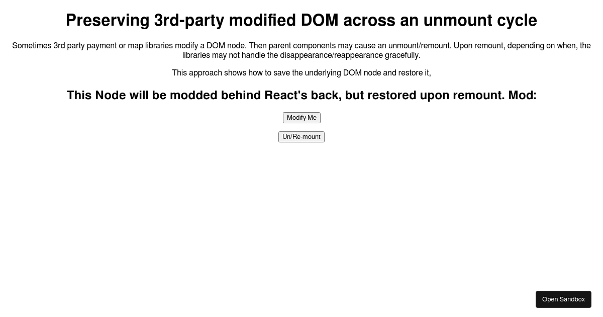 react-preserve-dom-on-remount - Codesandbox
