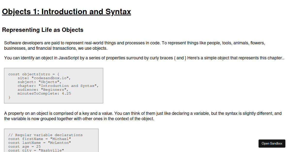 objects-1-introduction-and-syntax - Codesandbox