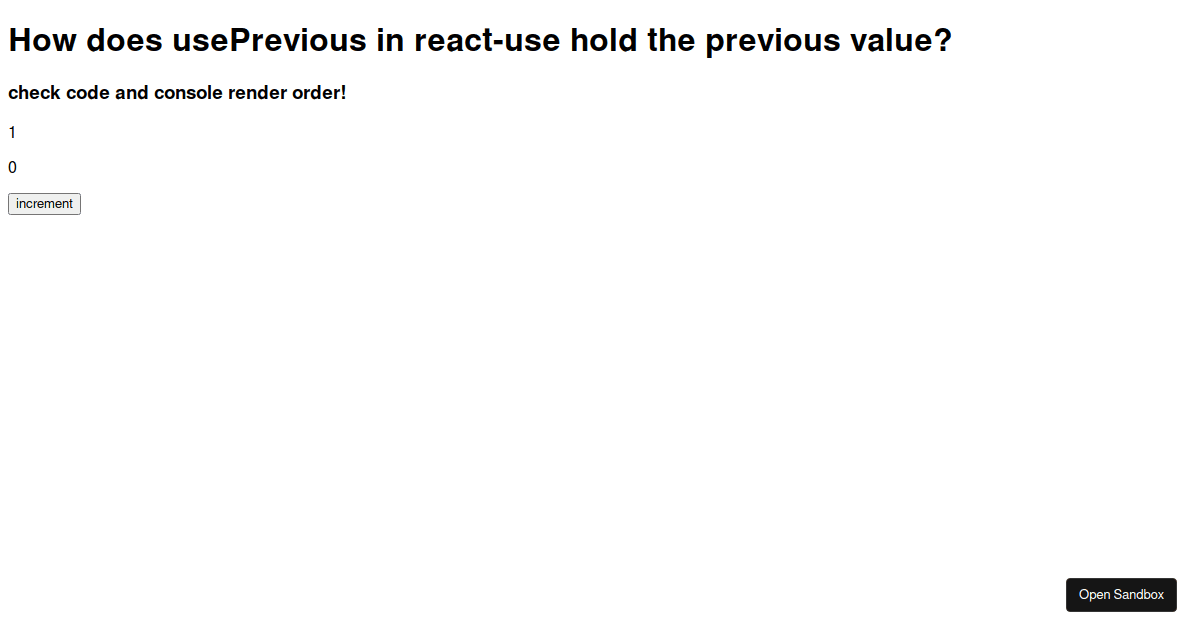 react-use usePrevious - Codesandbox