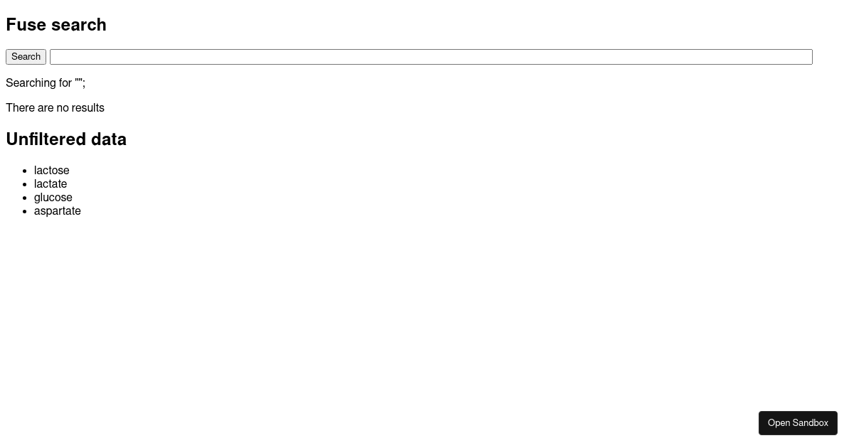 Fuzzy Searching - Codesandbox