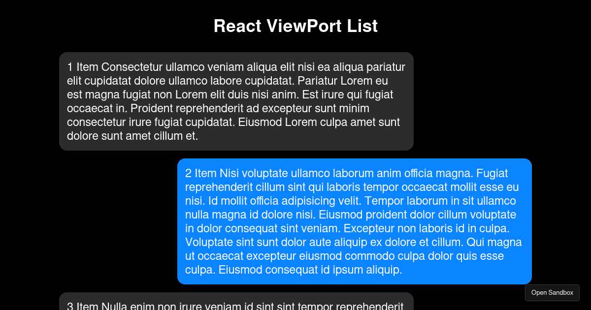React Viewport List Forked Codesandbox