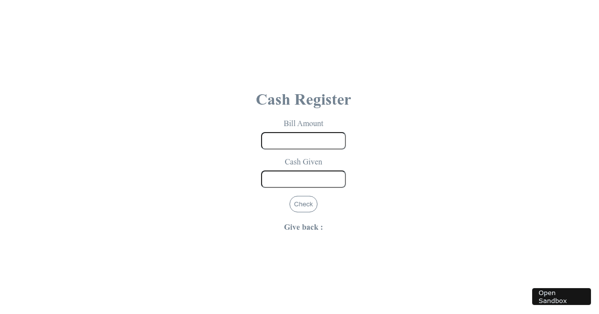 Cash Register - Codesandbox