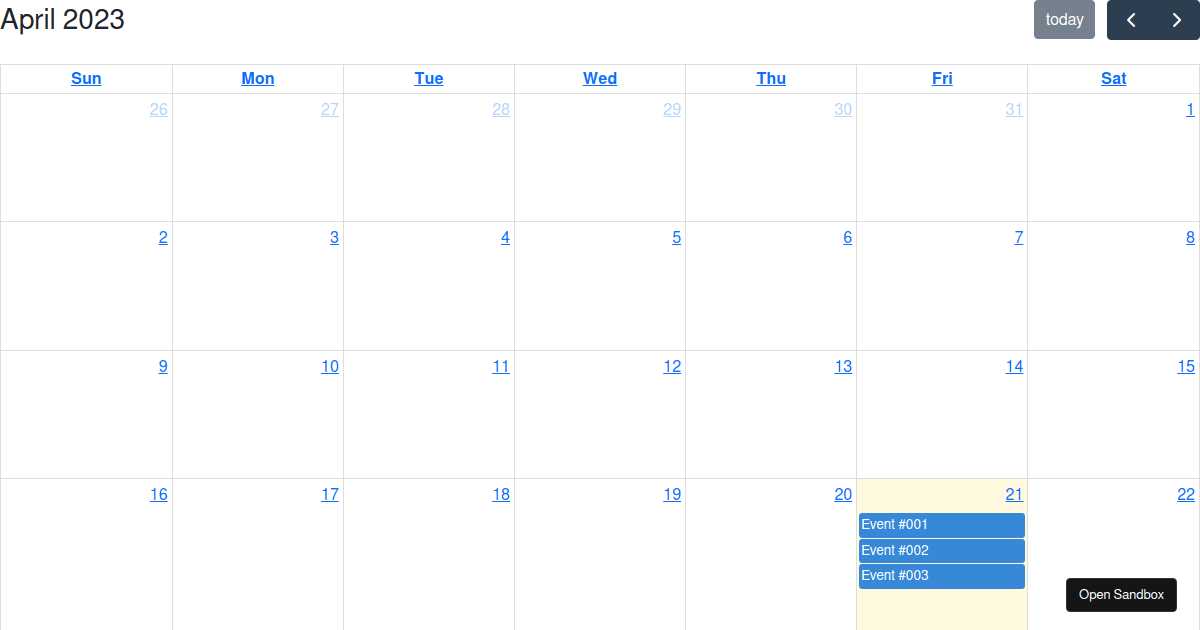 FullCalendar DayGrid with Bootstrap Tooltip - Codesandbox