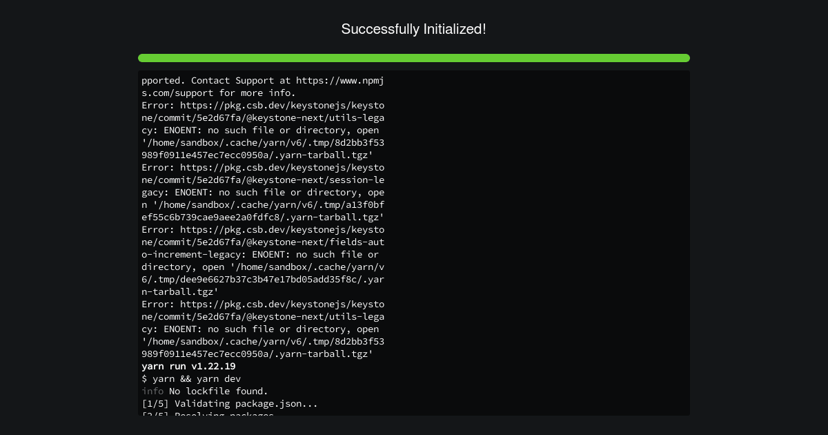 @keystone-next/example-sandbox - Codesandbox