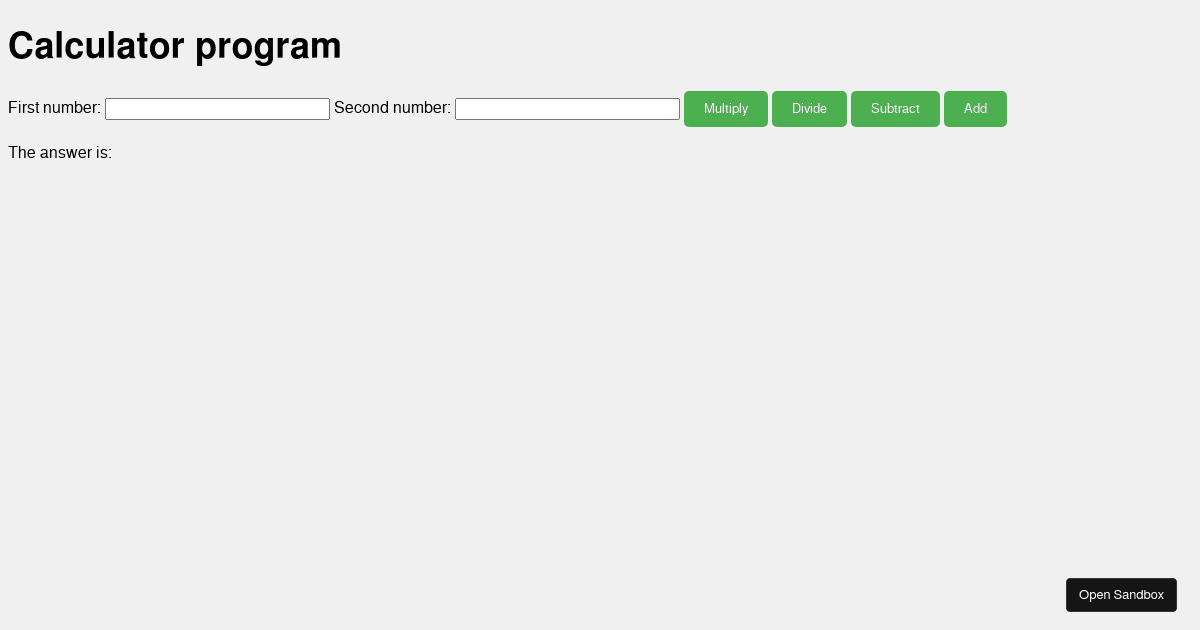 calculator program - Codesandbox
