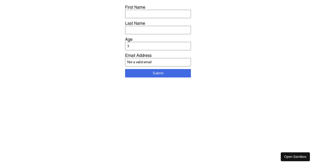 Validation Example - Codesandbox