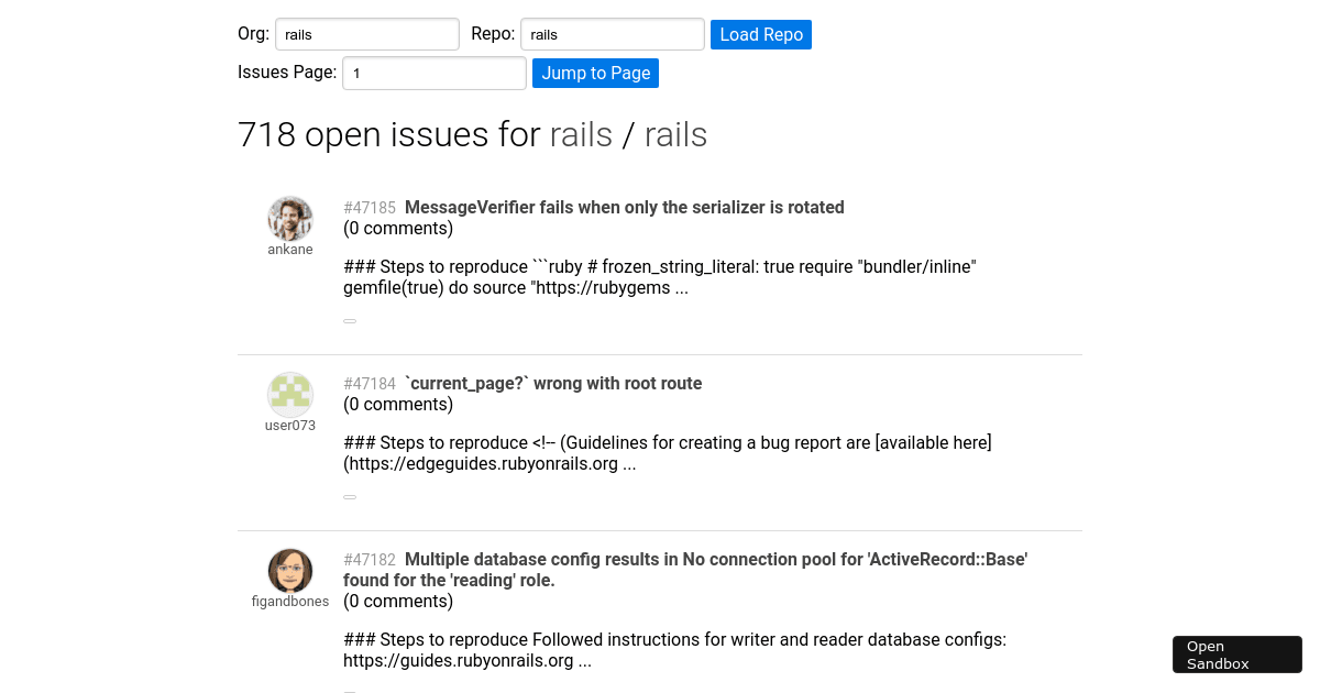 rsk-github-issues-example - Codesandbox