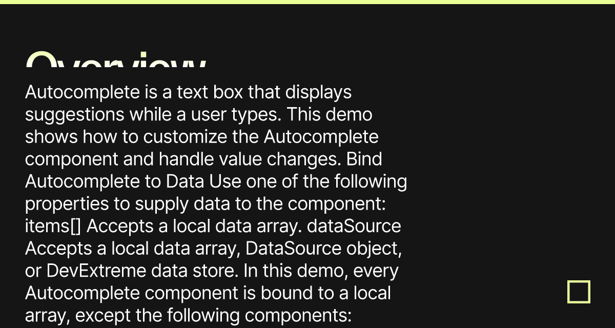 Overview - DevExtreme Autocomplete - Codesandbox