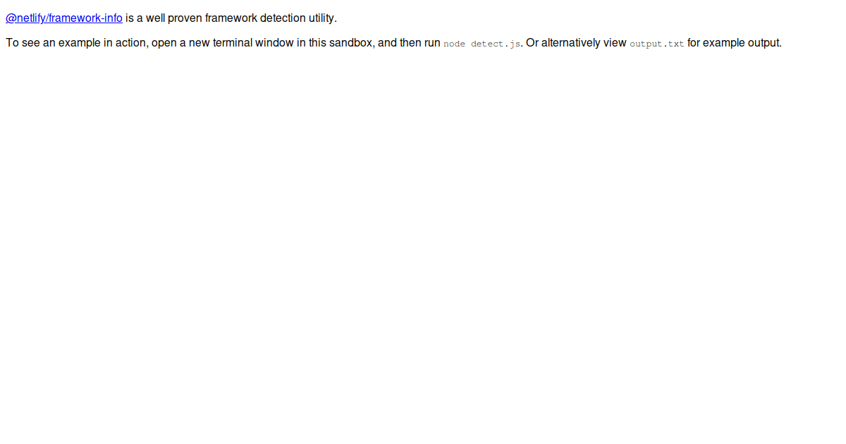 Framework Detection Codesandbox