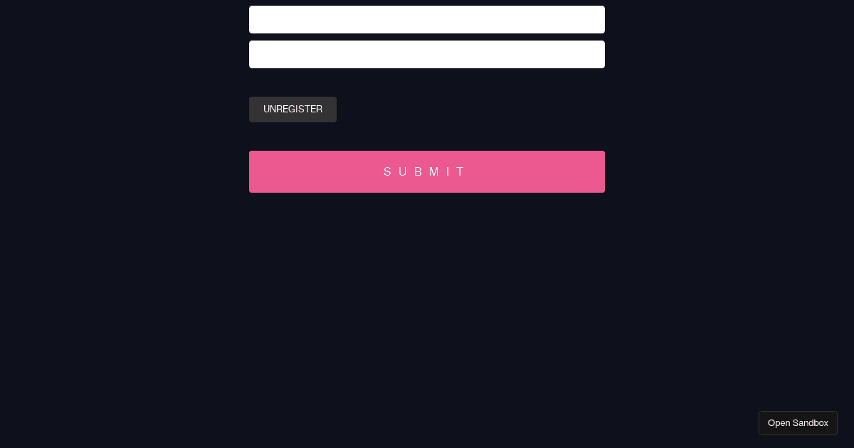 react-hook-form-unregister-v6-ts - Codesandbox