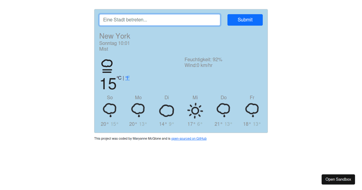 reactweatherproject - Codesandbox