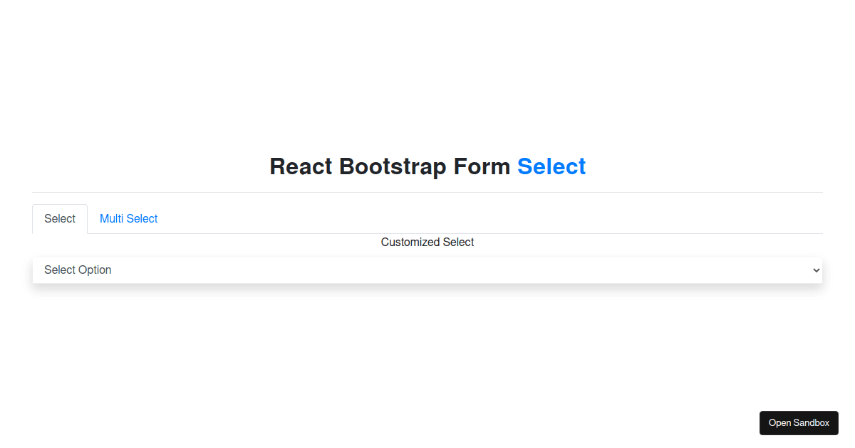 React Bootstrap Form Select Custom Codesandbox