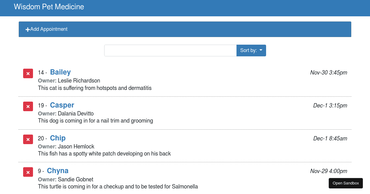 react-pet-appointment - Codesandbox
