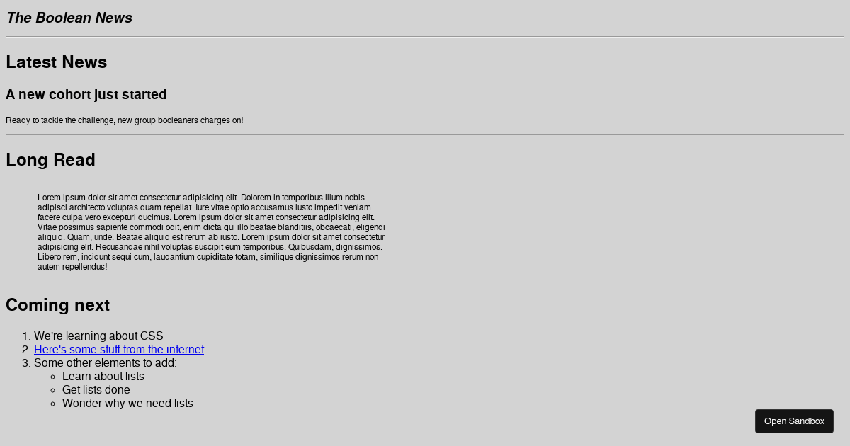 The Boolean News - Codesandbox