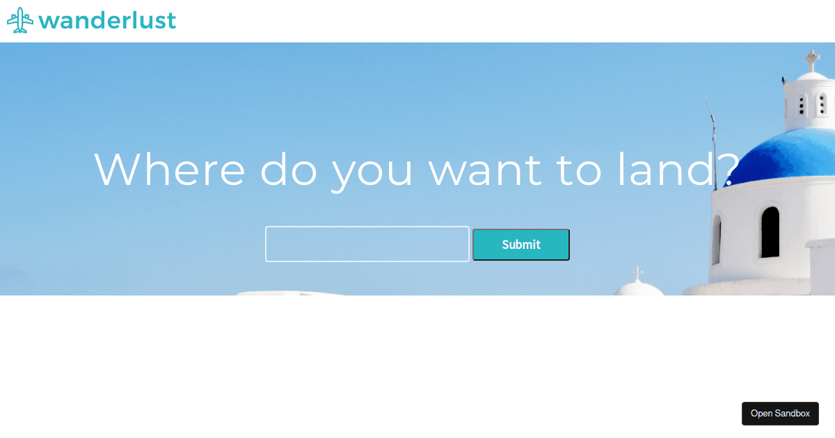 Wanderlust - Codecademy - Codesandbox