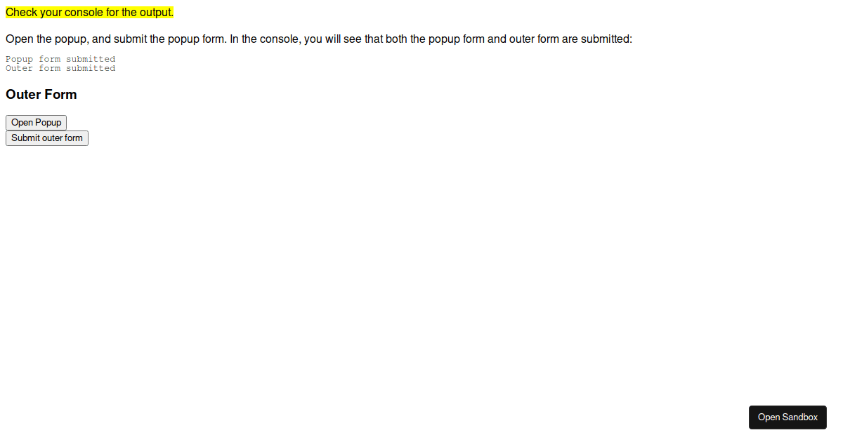 Nested form bug with availity-reactstrap-validator - Codesandbox