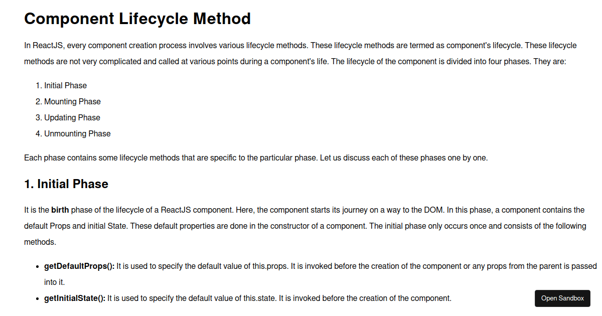 15. Component Lifecycle Method - Codesandbox