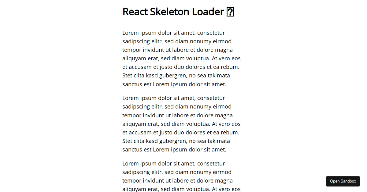 React Skeleton Loader - Codesandbox