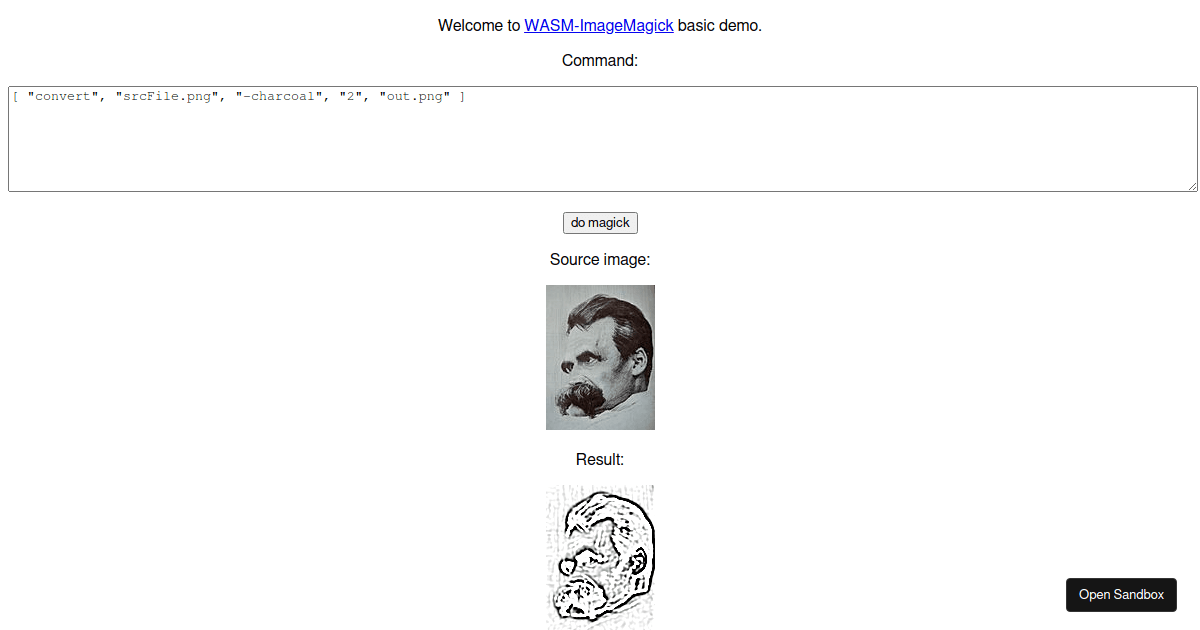 WASM-ImageMagick basic demo - Codesandbox