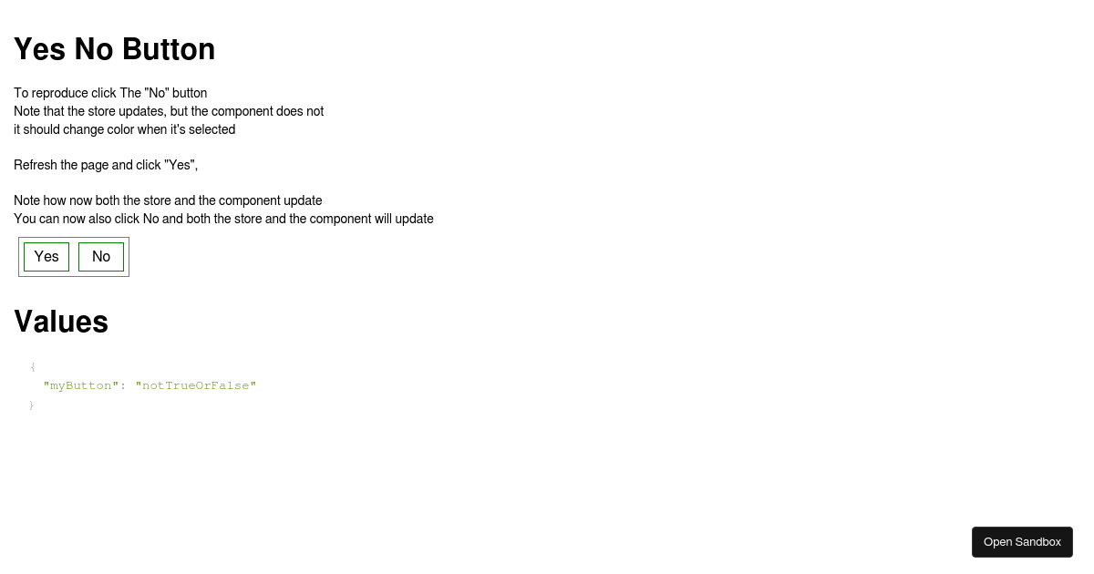 Bug report - Codesandbox