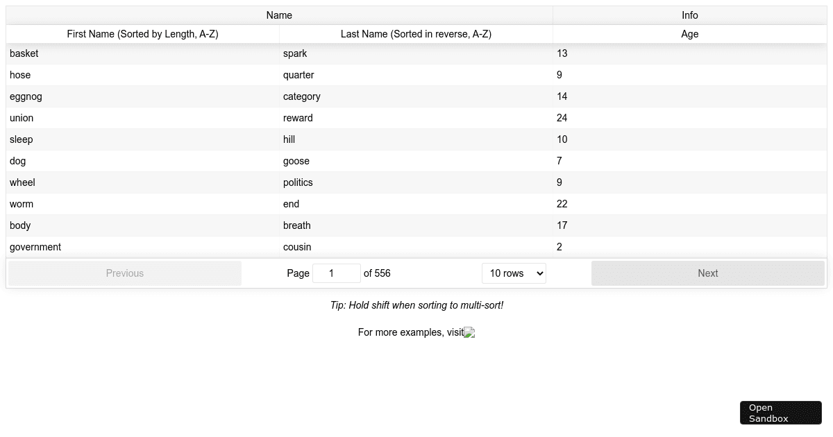 React Table Custom Sorting Forked Codesandbox 6788