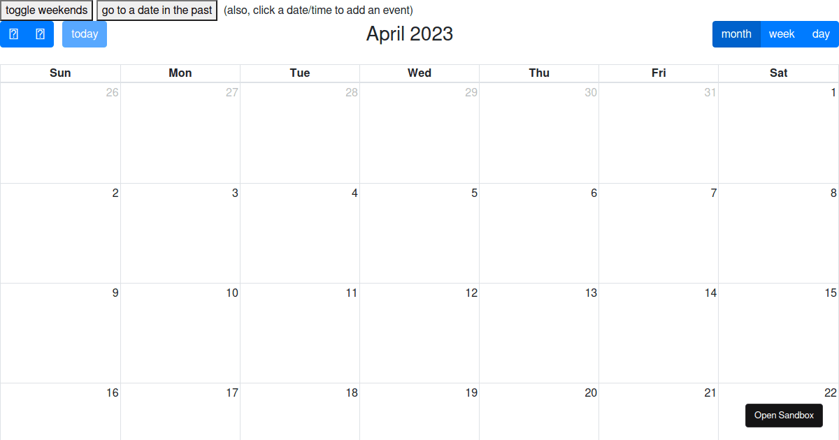FullCalendar v4 React FontAwesome - Codesandbox
