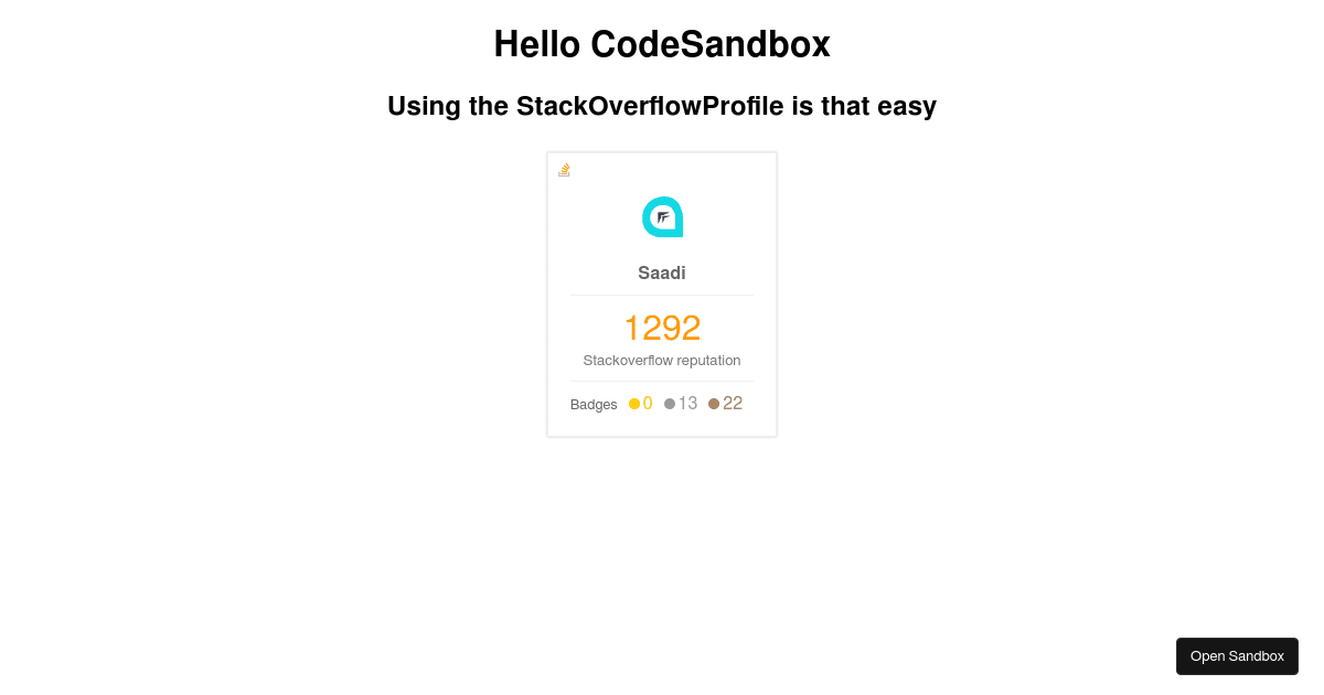 React Stackoverflow Card Codesandbox